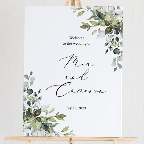 Wedding Sign Template Greenery Wedding Signs Printable - Etsy