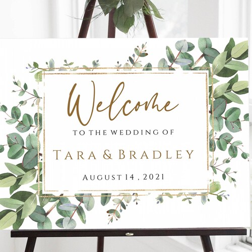 Boho Greenery Wedding Welcome Sign Template INSTANT DOWNLOAD | Etsy