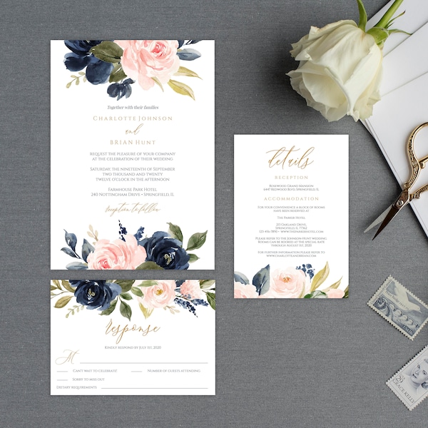 Blush Navy Wedding - Etsy
