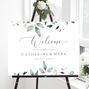 Eucalyptus Welcome Sign Template, Instant Download, Editable Greenery ...