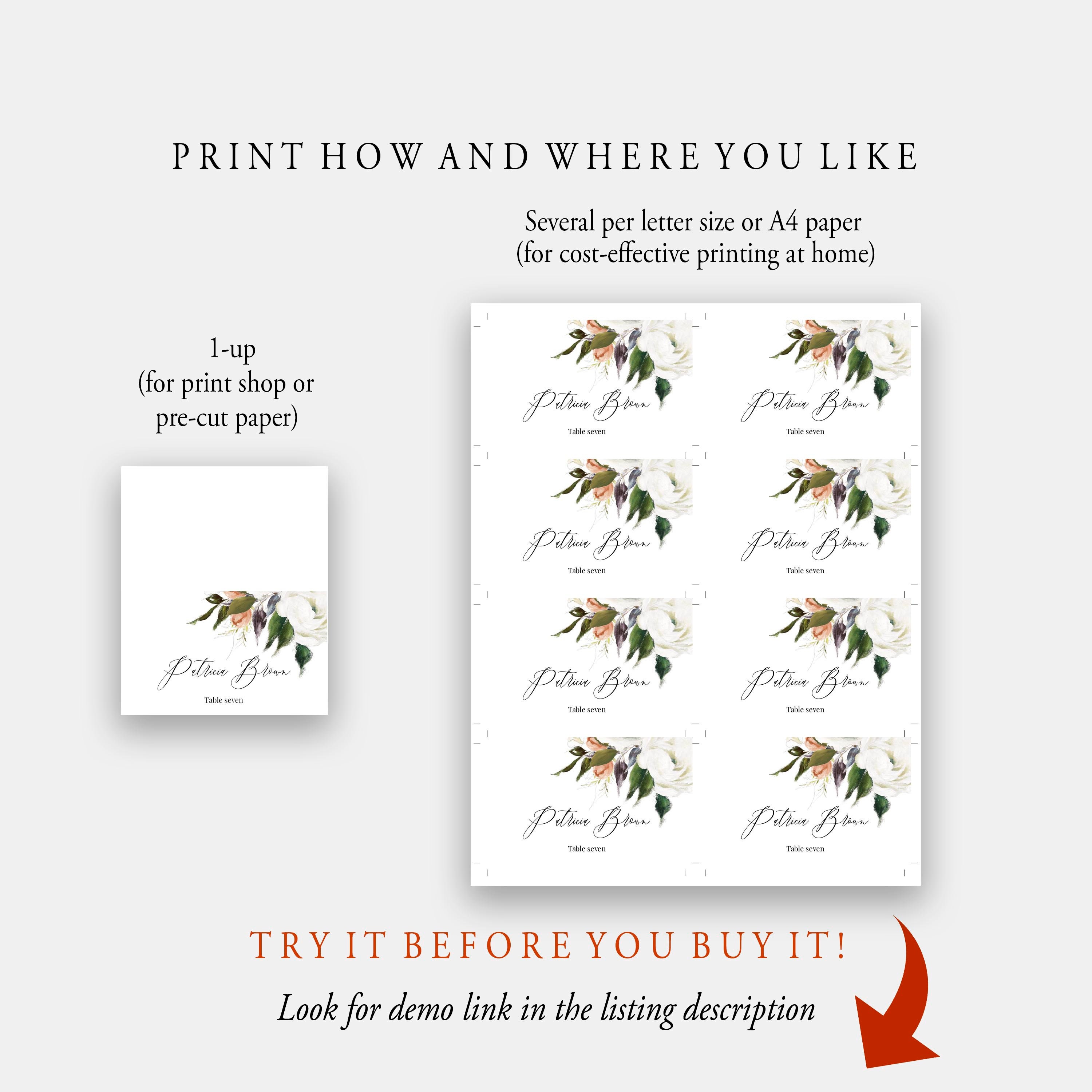 Place Cards Fully Editable Templett Place Card Template | Etsy