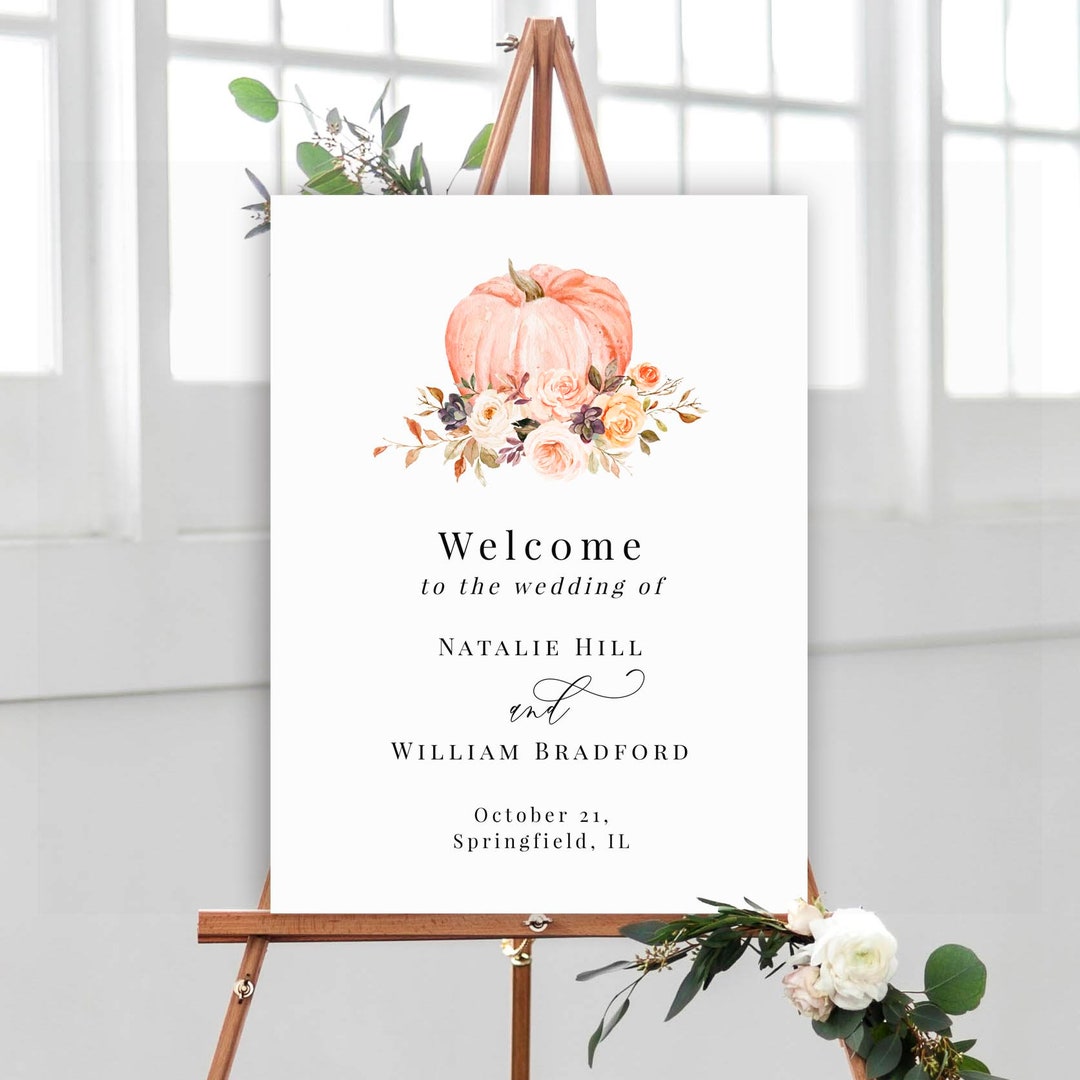Fall Wedding Welcome Sign Template, Instant Download, Editable Pumpkin ...