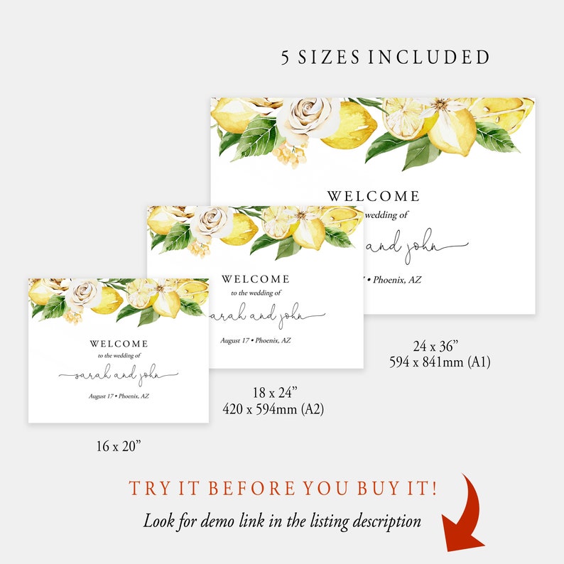 Lemon Welcome Sign Template Instant Download Editable Summer - Etsy