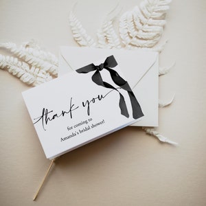 Bow Thank You Card Bridal Shower Ribbon Thank You Bow Birthday Party ...