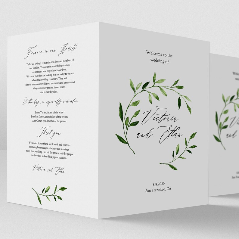 Folded Wedding Program Template Fully Editable Templett - Etsy