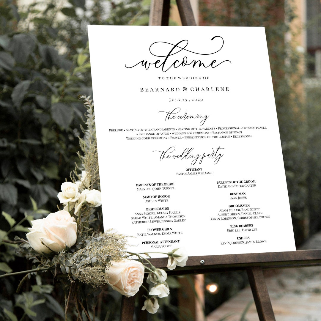 Editable Wedding Program Poster, Large Wedding Program, Wedding Poster ...