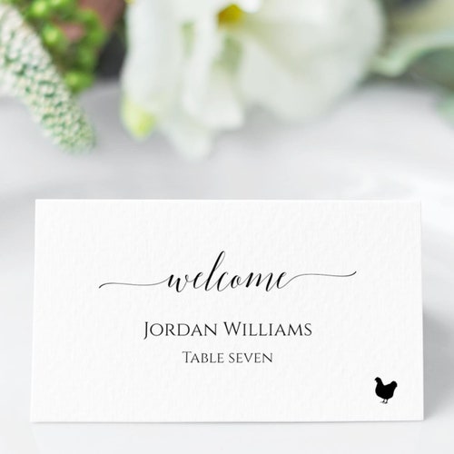 Place Card Template With Meal Icons Editable Wedding Place - Etsy