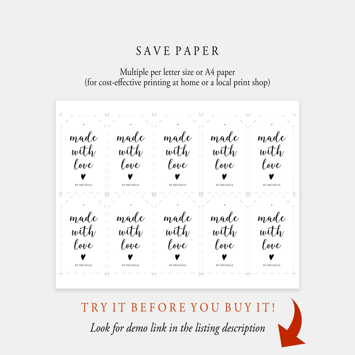 Rustic Made With Love Tag Template Editable Made With Love - Etsy