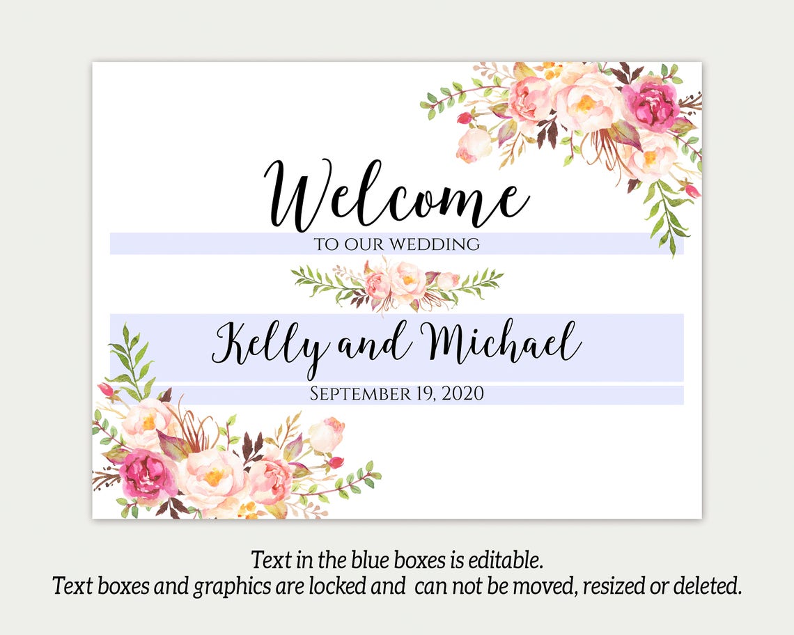 Welcome to Our Wedding Editable PDF Welcome Wedding Sign - Etsy