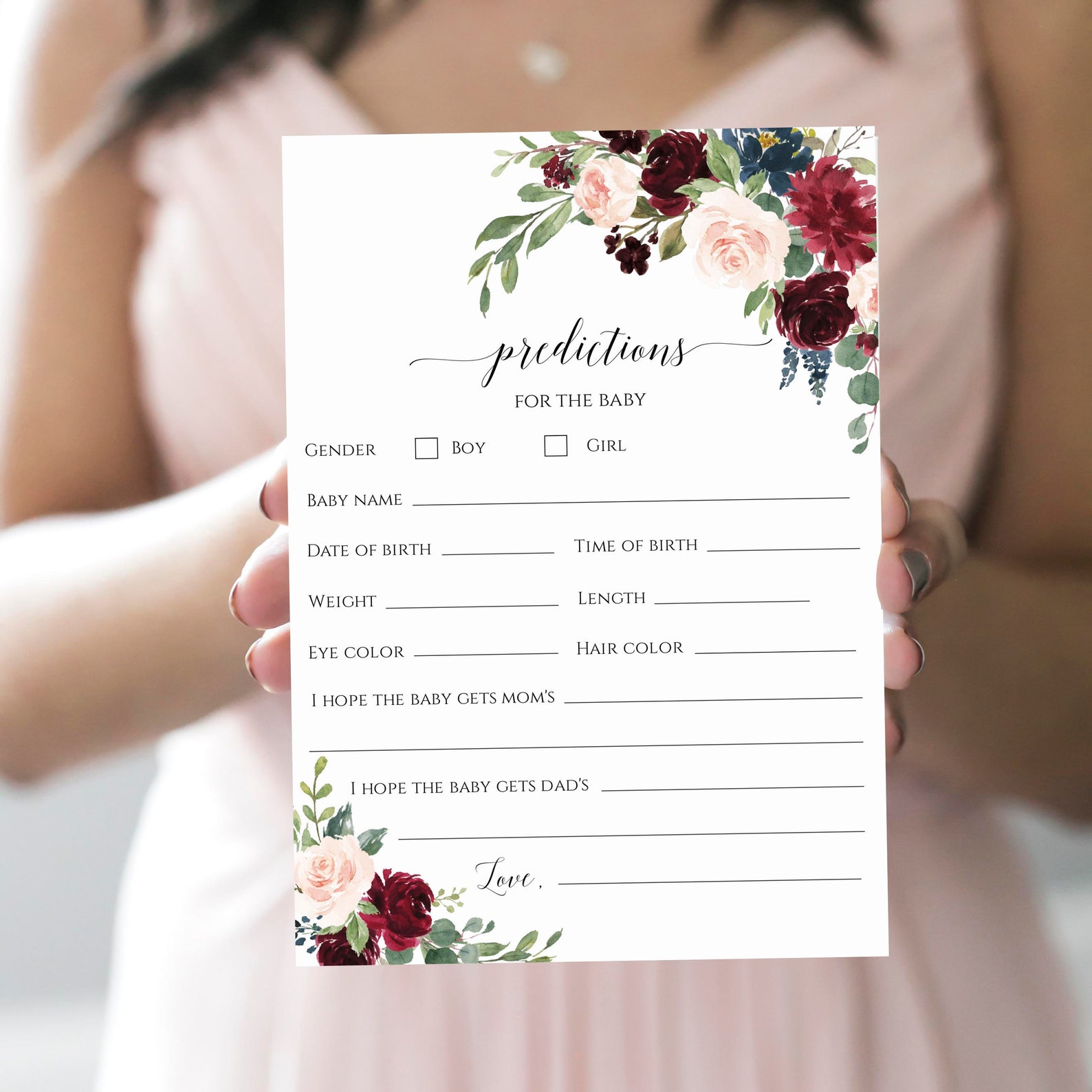 Editable Baby Predictions Card Printable Predictions for - Etsy