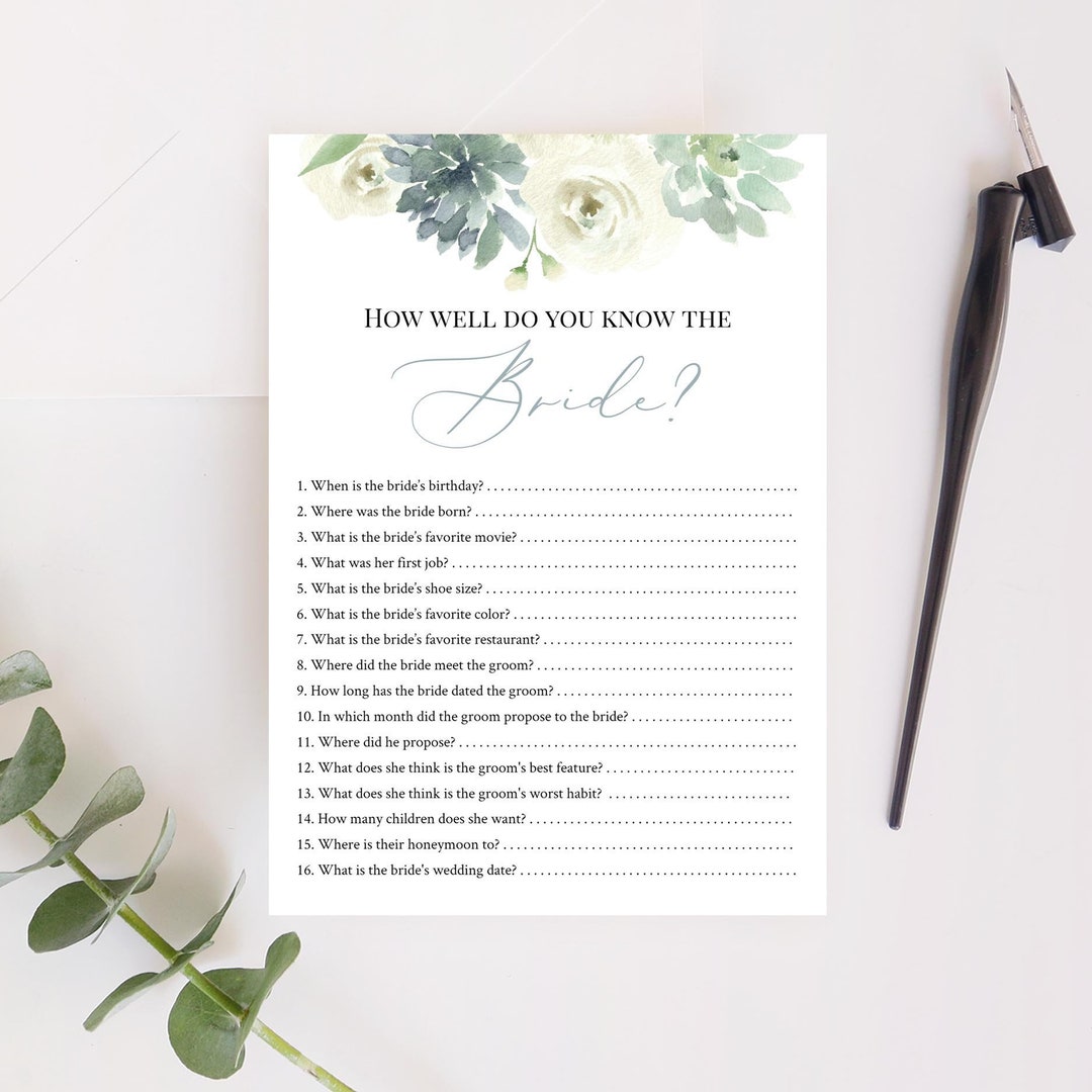 Editable How Well Do You Know the Bride, Who Knows the Bride Best ...