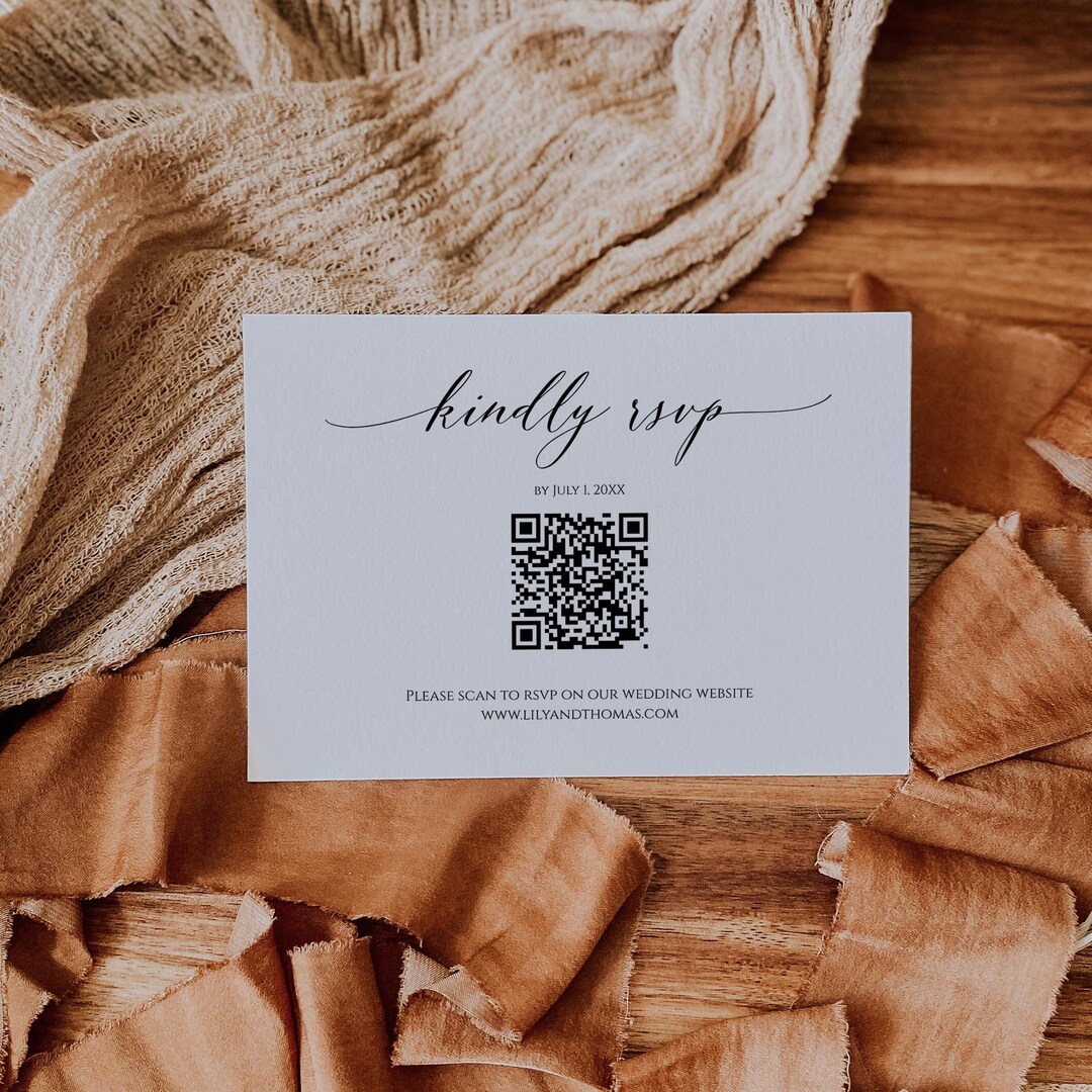 QR Code RSVP Card Template, Modern Online Reply Card, Minimalist ...