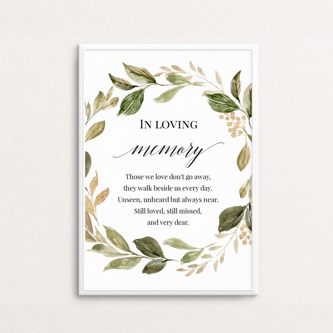 In Loving Memory Sign Printable Editable Memorial Sign - Etsy