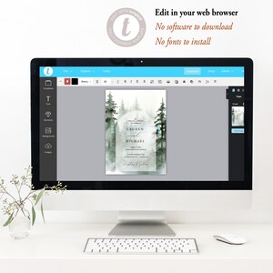 Pine Tree Seating Chart Forest Seating Card Editable Mountain Wedding ...