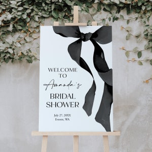Bow Bridal Shower Welcome Sign Bow Welcome Board Template Editable ...