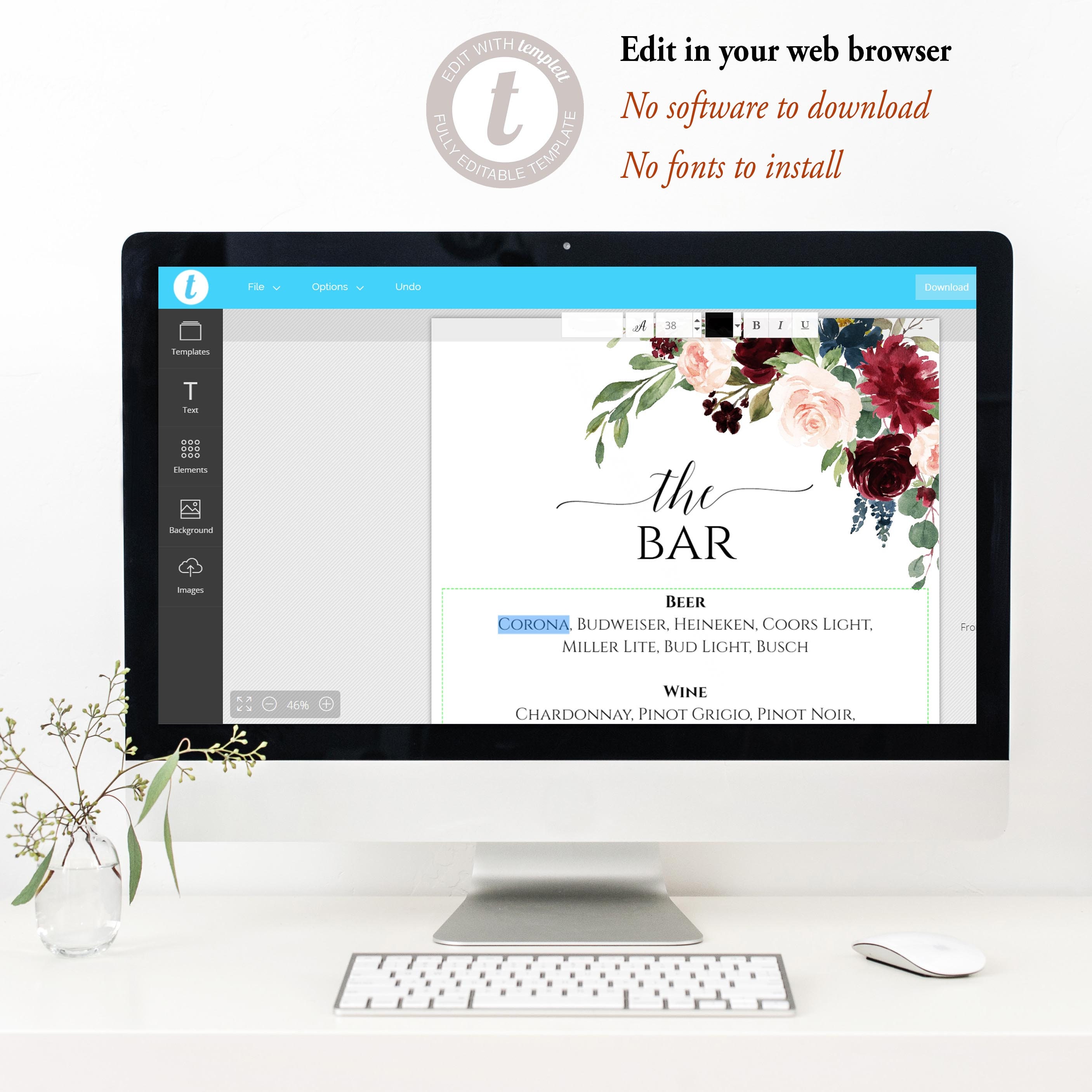 Bar Menu Sign Template Instant Download the Bar Sign Bar - Etsy