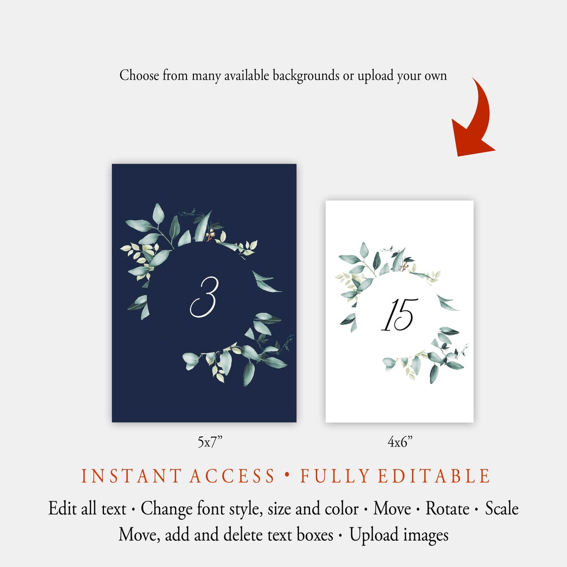 Eucalyptus Table Numbers Instant Download Printable Wedding - Etsy