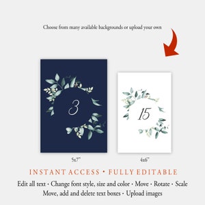 Eucalyptus Table Numbers, Instant Download, Printable Wedding Table ...
