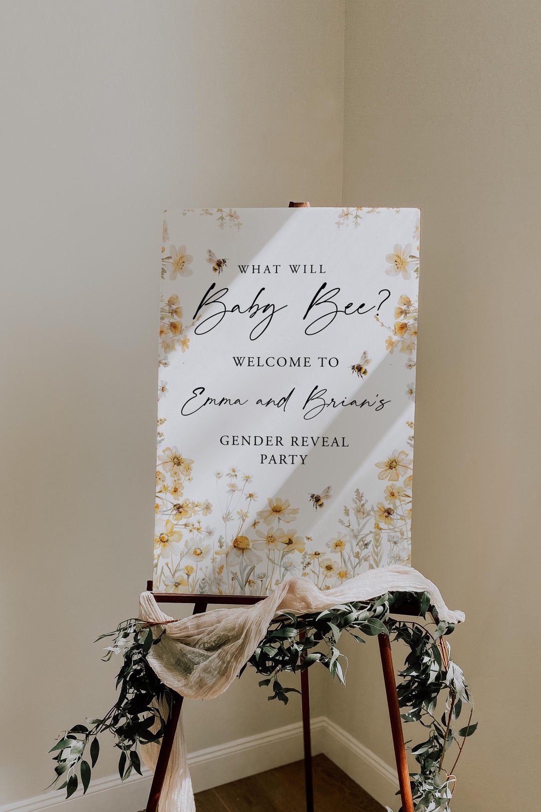 Bee Gender Reveal Welcome Sign Template What Will Baby Bee Welcome Sign ...