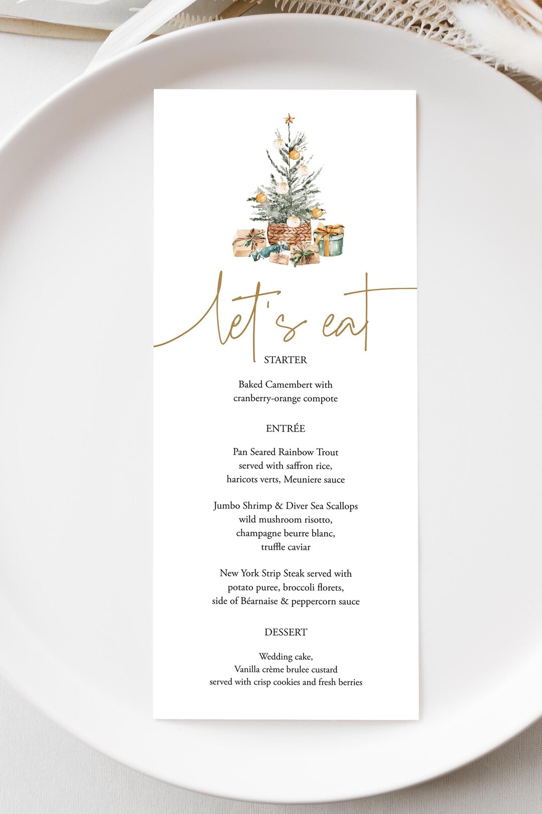Christmas Menu Template Menu Printable Holiday Menu Card Editable Menu ...