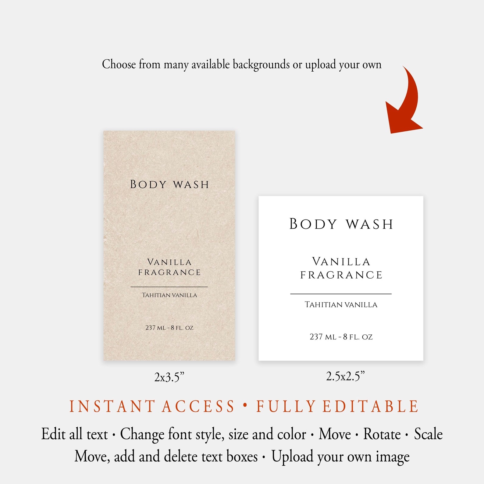 Minimalist Soap Label Template Printable Body Wash Labels | Etsy