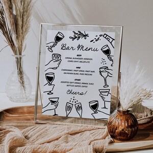 Whimsical Bar Menu Sign Hand Drawn Bar Sign Doodles Bar Menu Printable ...