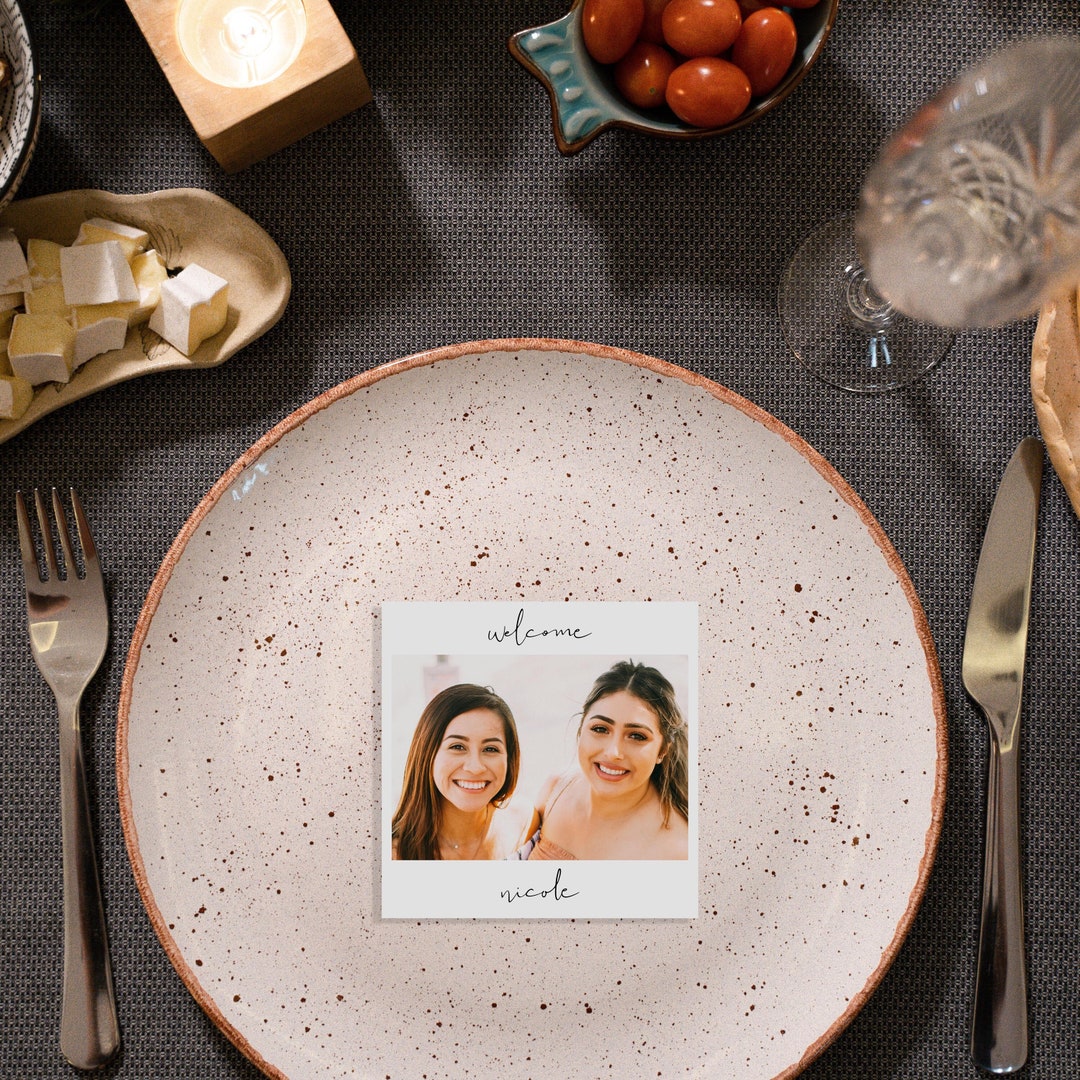 Photo Place Card Template Editable Minimalist Wedding Escort Card ...