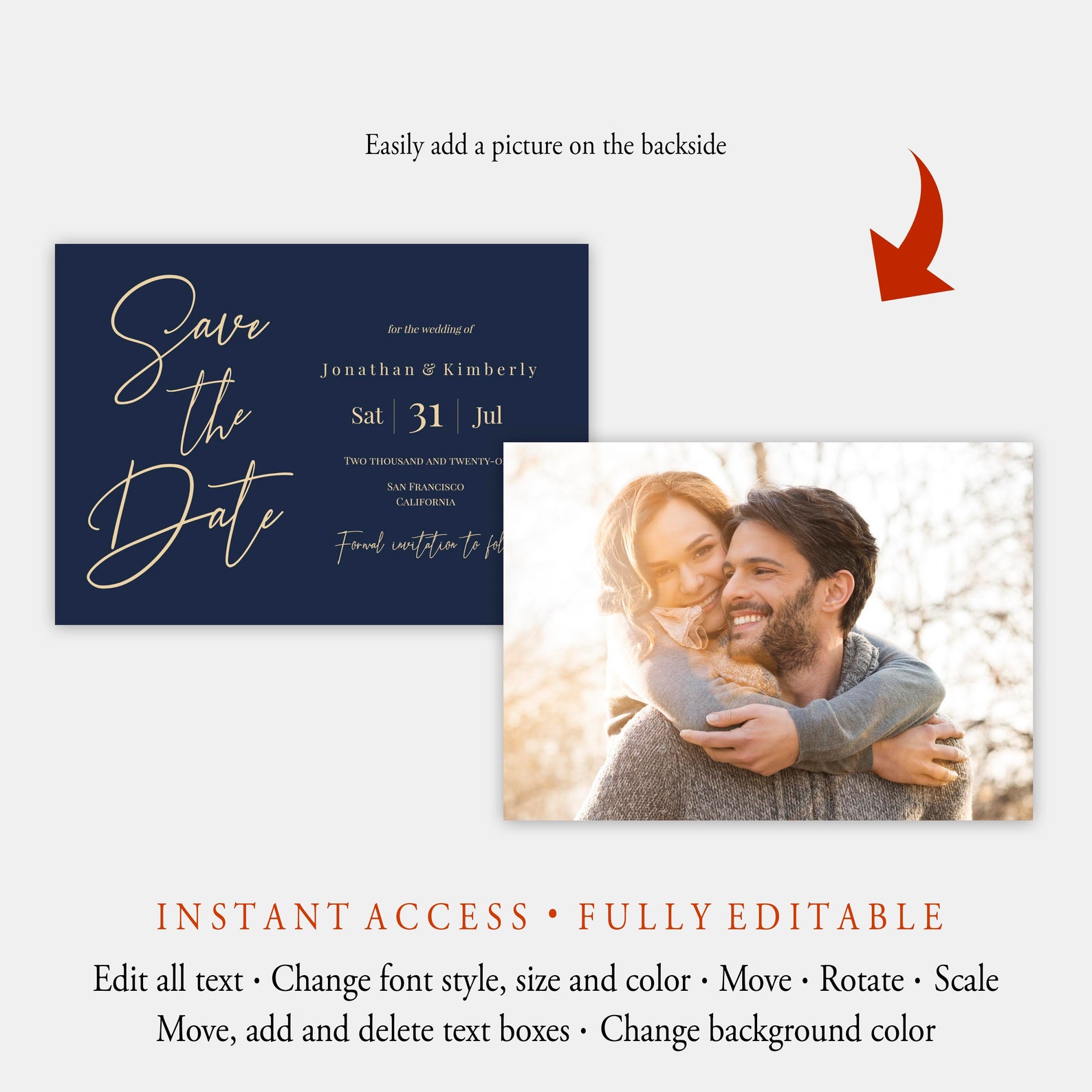 Save the Date Template Landscape, Fully Editable, Printable Save the ...