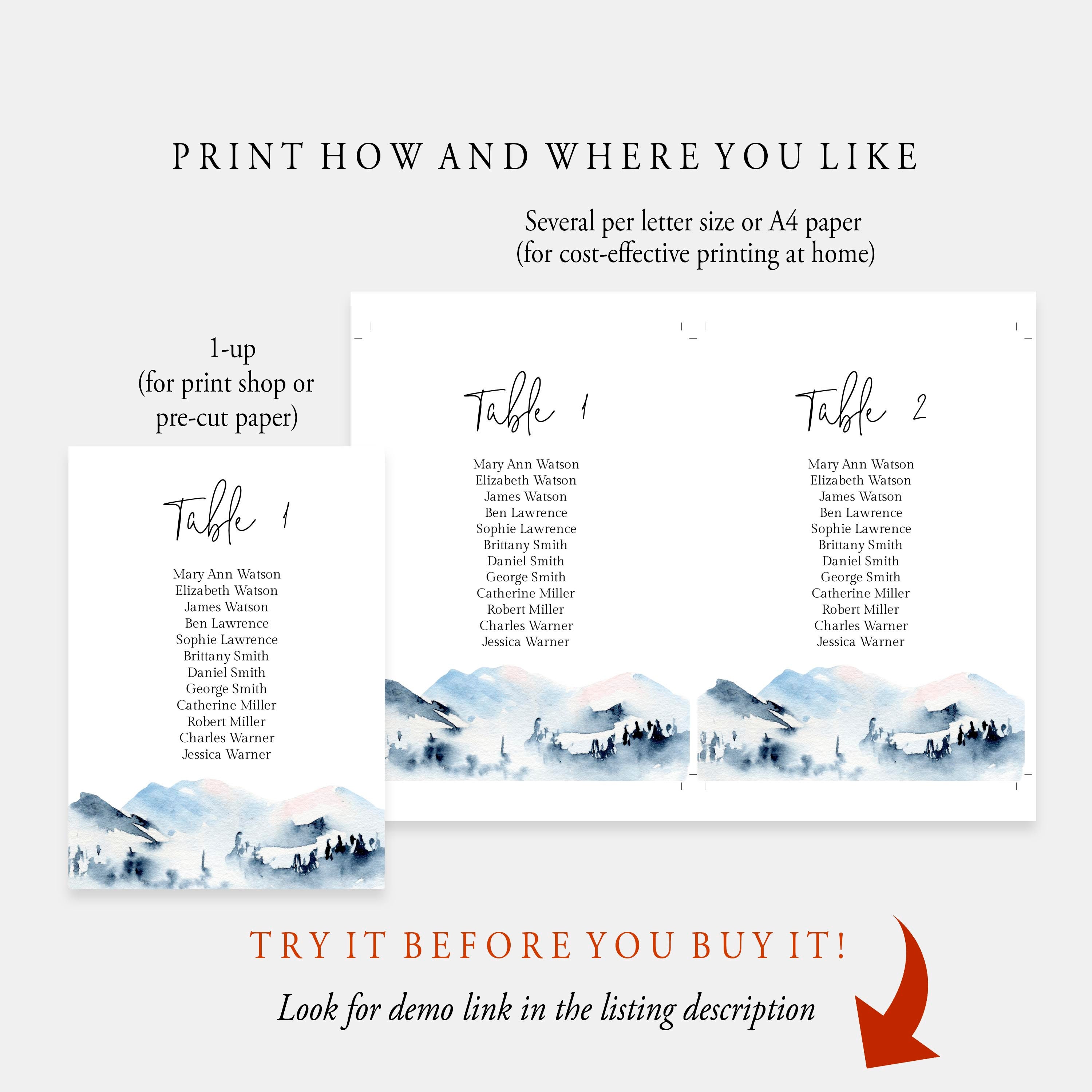 Mountain Seating Chart Template Download Editable Outdoor - Etsy