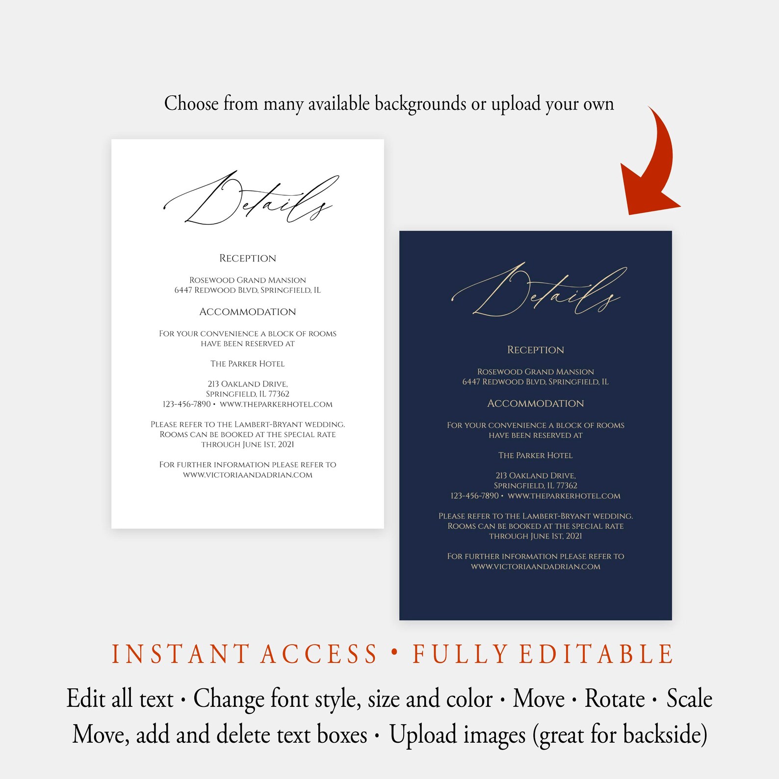 Classic Wedding Invitation Template, Printable Wedding Invitation Suite ...