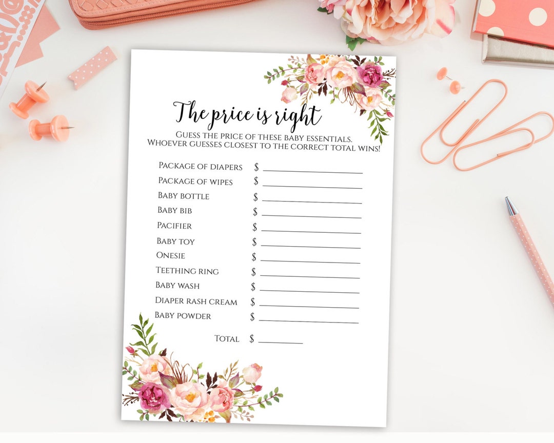 The Price is Right Baby Shower Printable Price is Right - Etsy