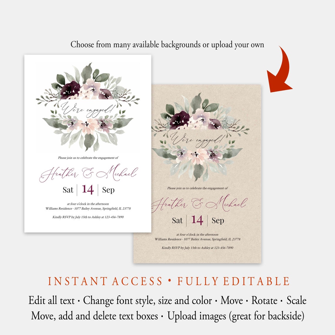 Printable Engagement Party Invitation Template Download 100% - Etsy