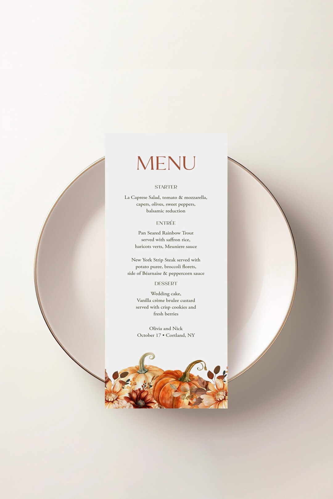 Fall Wedding Menu Template Fall Menu Card Pumpkin Menu Fall Baby Shower ...