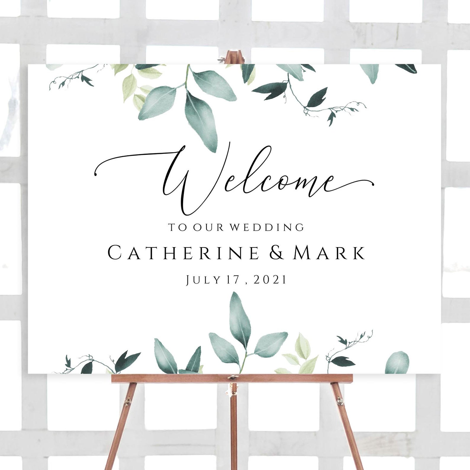 Eucalyptus Welcome Sign Template, Instant Download, Editable Greenery ...