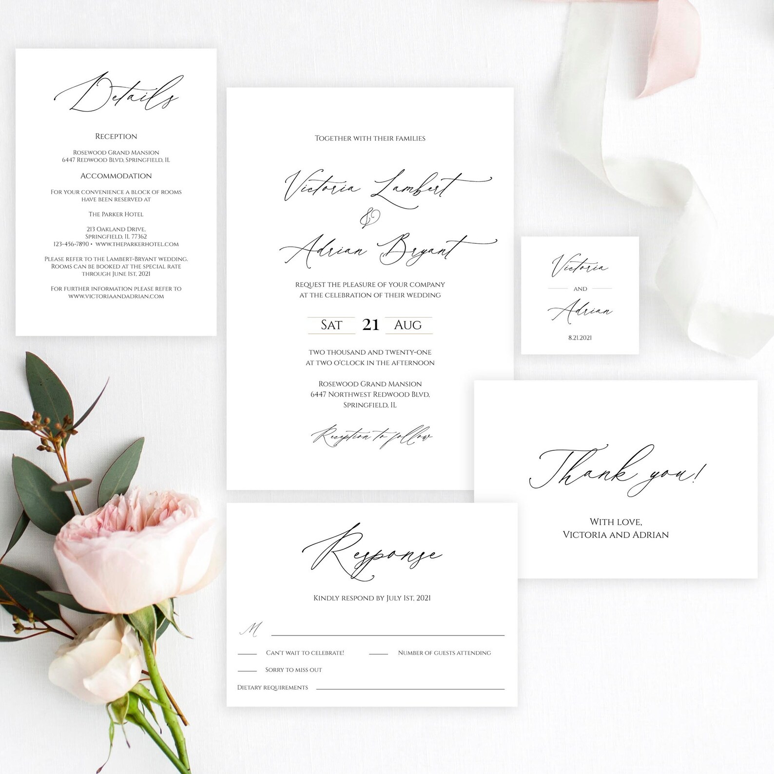 Classic Wedding Invitation Template, Printable Wedding Invitation Suite ...