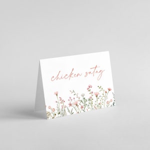 Wildflower Buffet Card Template Editable Summer Flower Food Label Girl ...