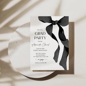 Graduation Party Invitation Black Bow Digital Graduation Announcement ...