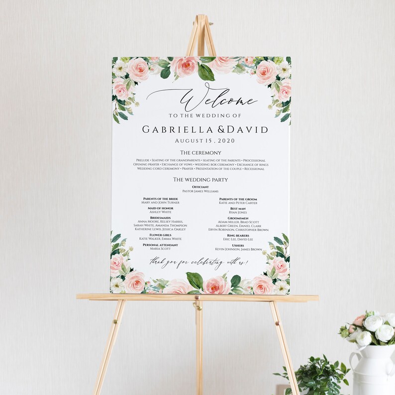 Boho Wedding Program Poster Large Wedding Program Template | Etsy