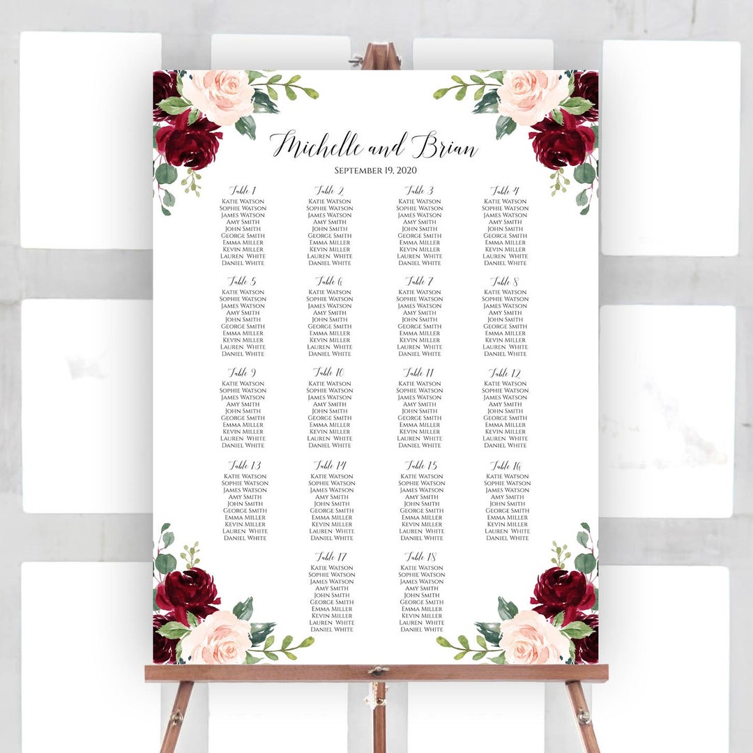 Wedding Seating Chart Template, Wedding Seating Chart Board, Seating ...