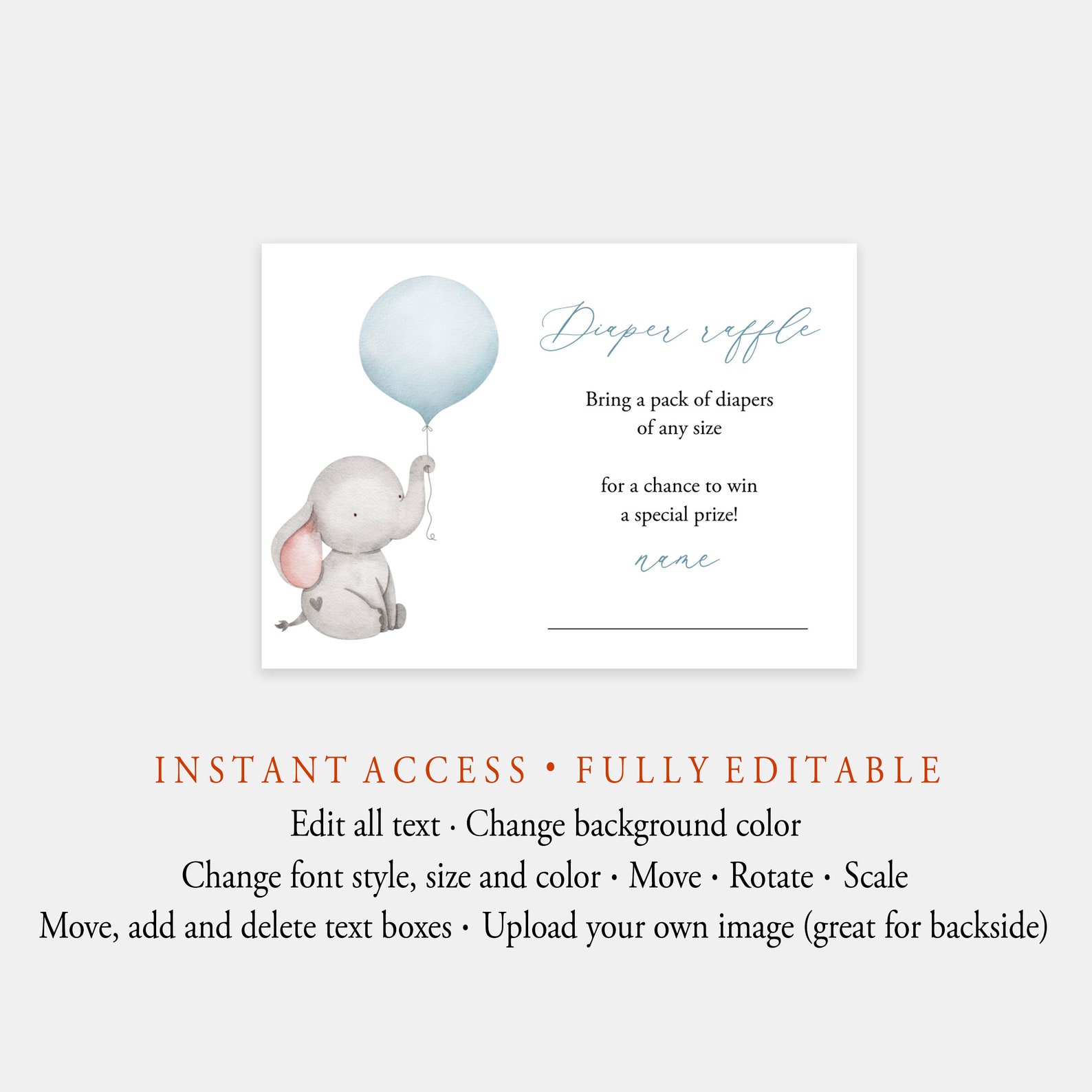 Diaper Raffle Card Insert Boy Diaper Raffle Ticket Balloon - Etsy