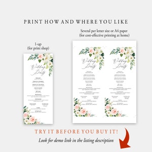 Fully Editable Wedding Program Template, Two Sided Ceremony Template ...