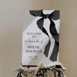 Bow Bridal Shower Welcome Sign Bow Welcome Board Template Editable ...