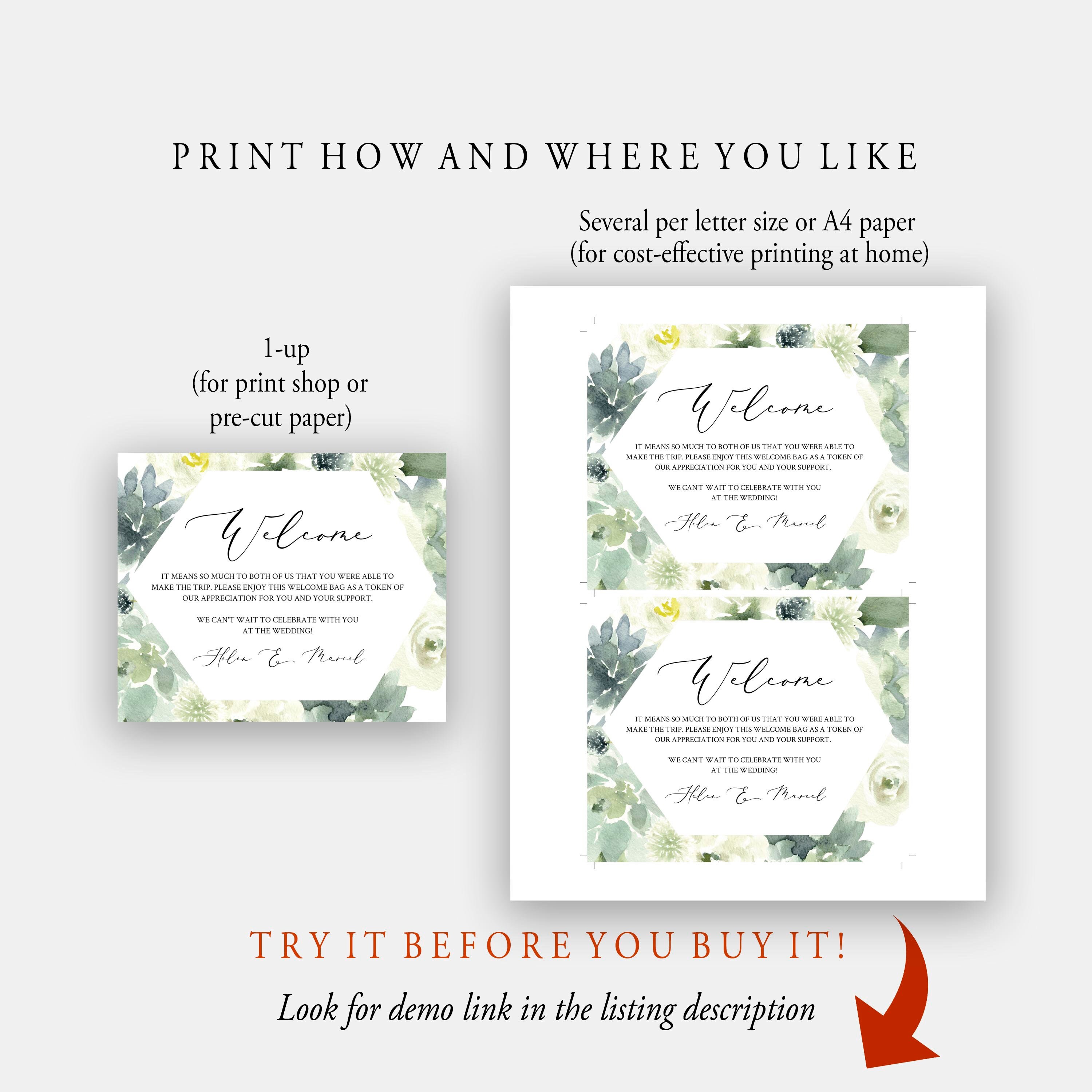 Succulent Welcome Bag Label Template Welcome Bag Sticker | Etsy