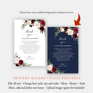 Editable Thank You Card, Thank You Note, Printable Thank You Letter ...