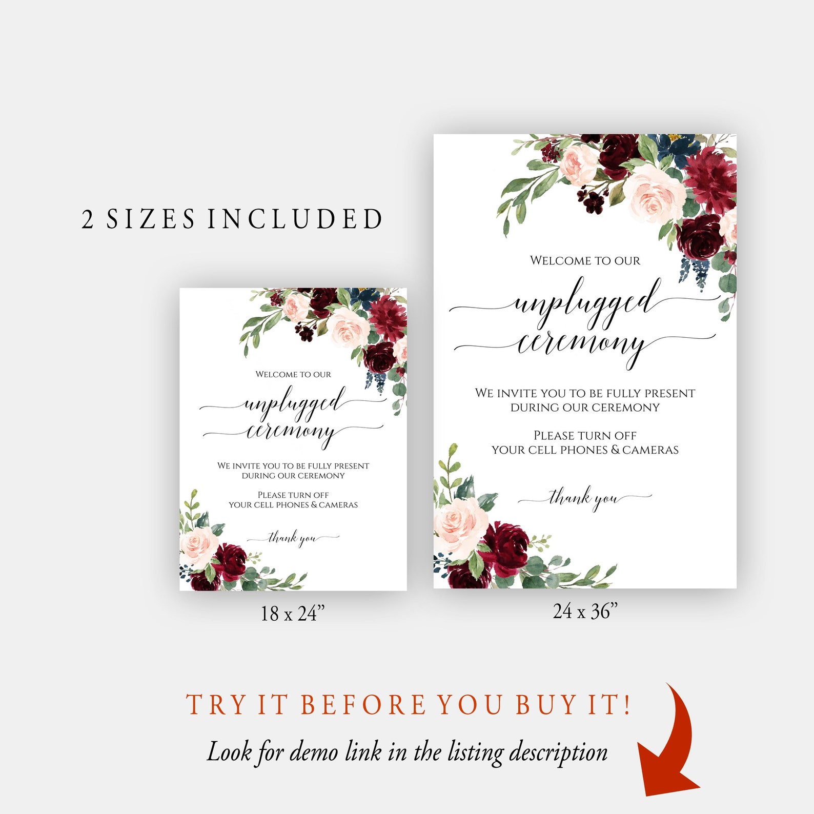Unplugged Ceremony Sign Template Instant Download Unplugged - Etsy