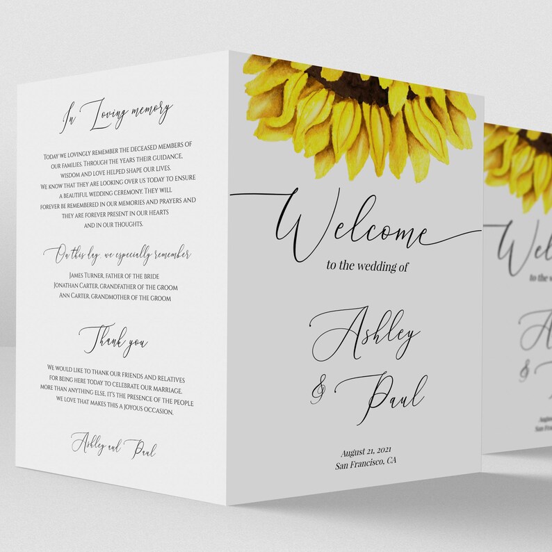 Editable Folded Wedding Program Template Folded Ceremony | Etsy Canada