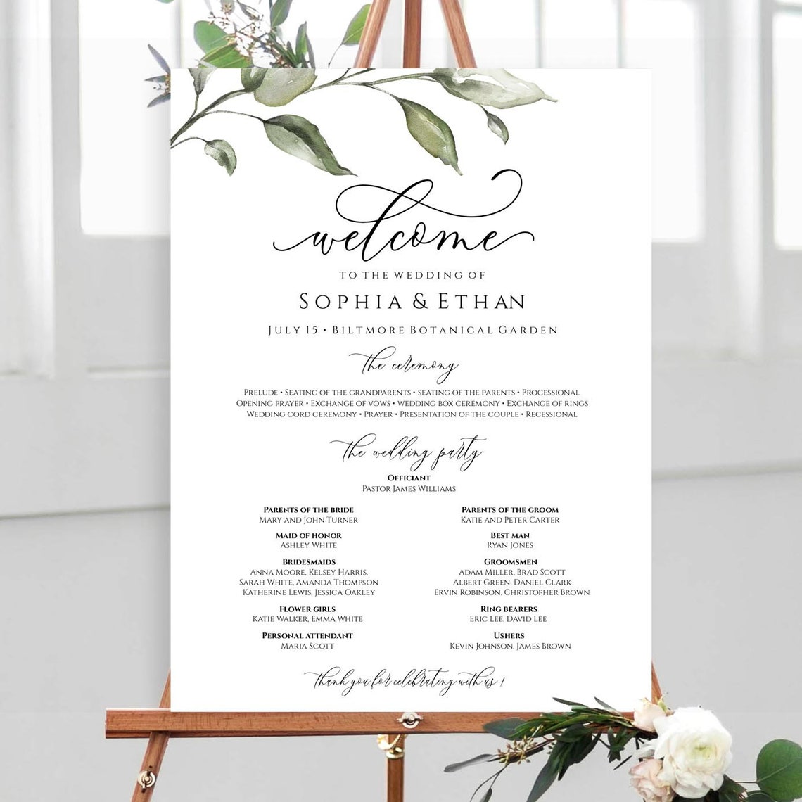 Printable Wedding Program Poster Wedding Program Board - Etsy