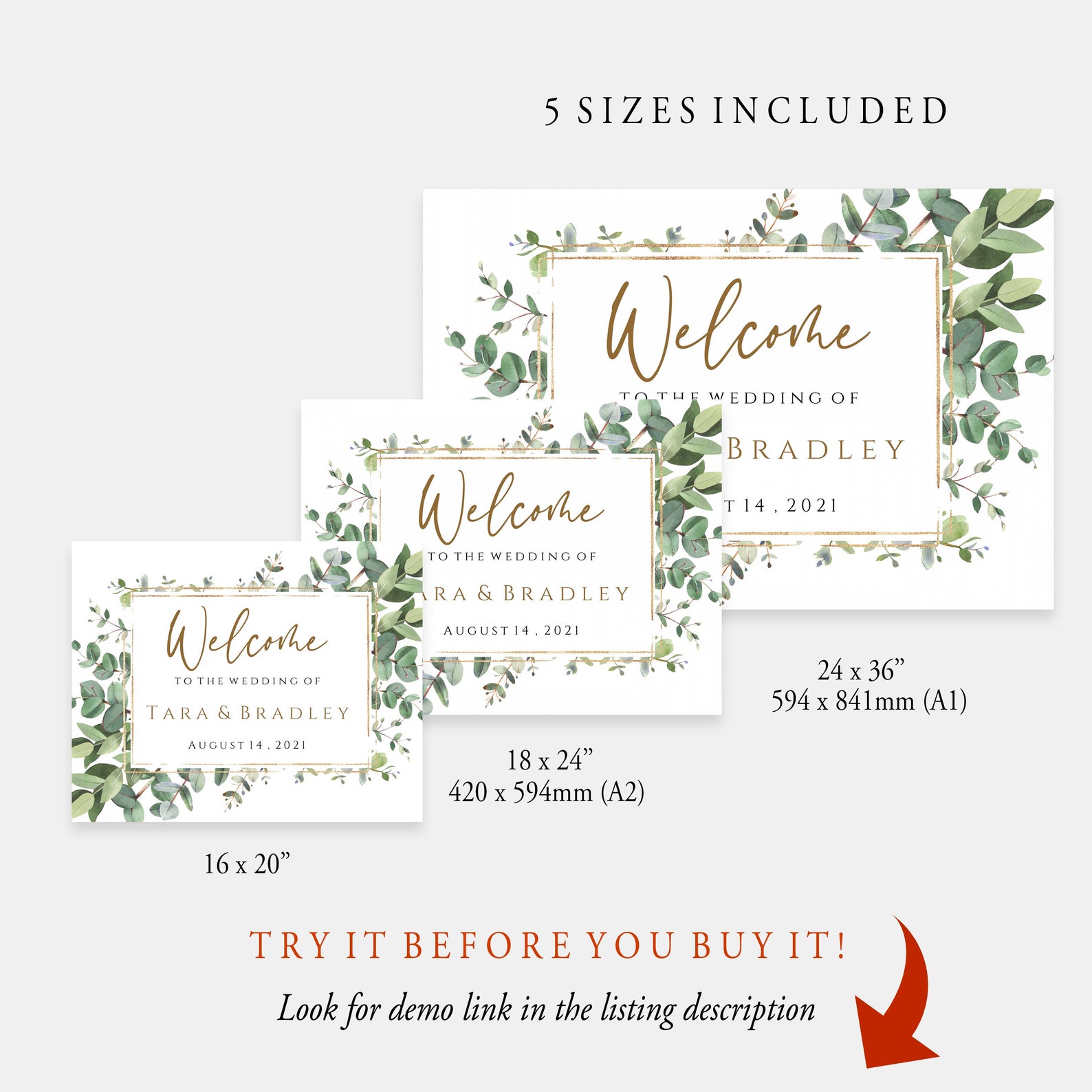 Eucalyptus Welcome Sign Template Instant Download Editable - Etsy