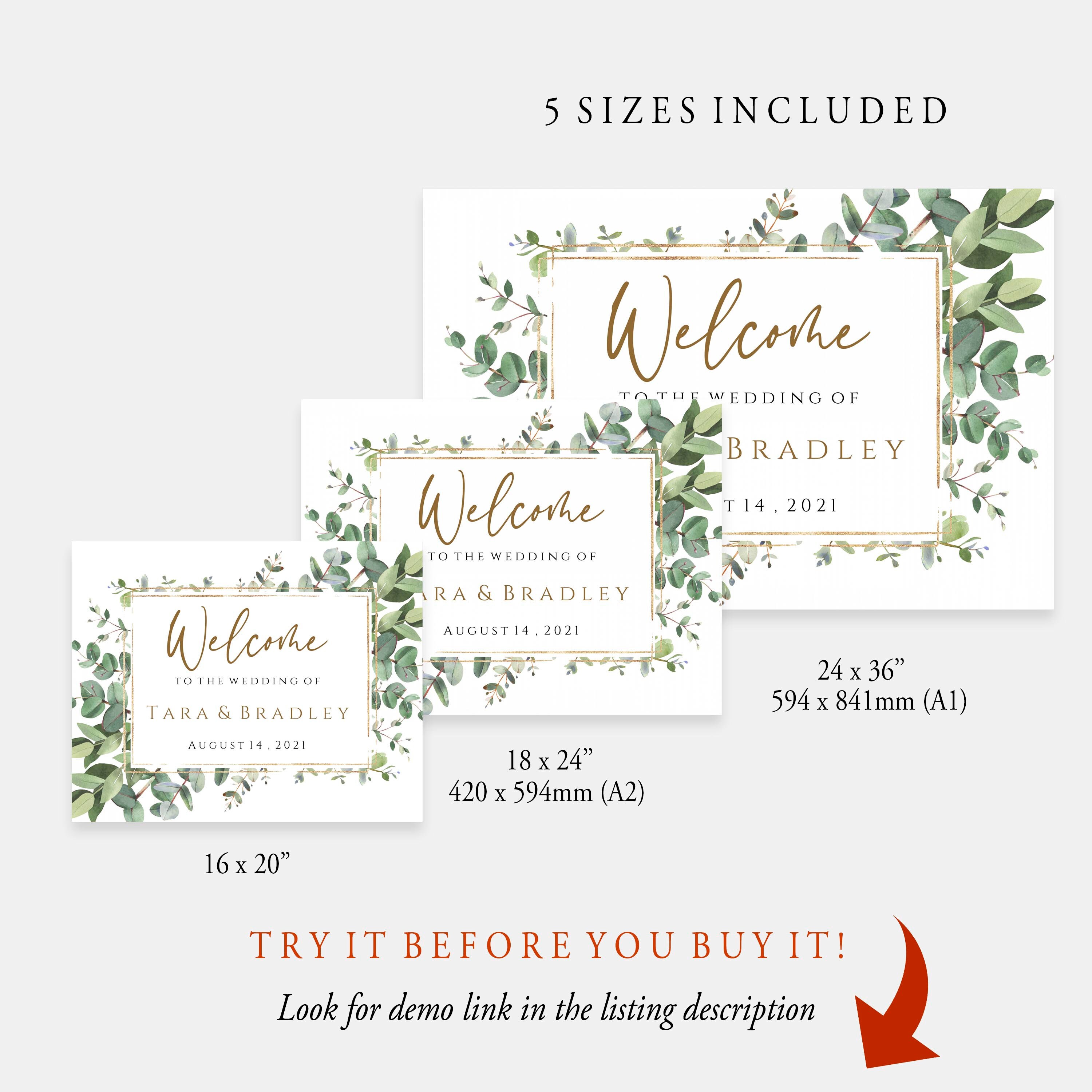 Eucalyptus Welcome Sign Template Instant Download Editable - Etsy