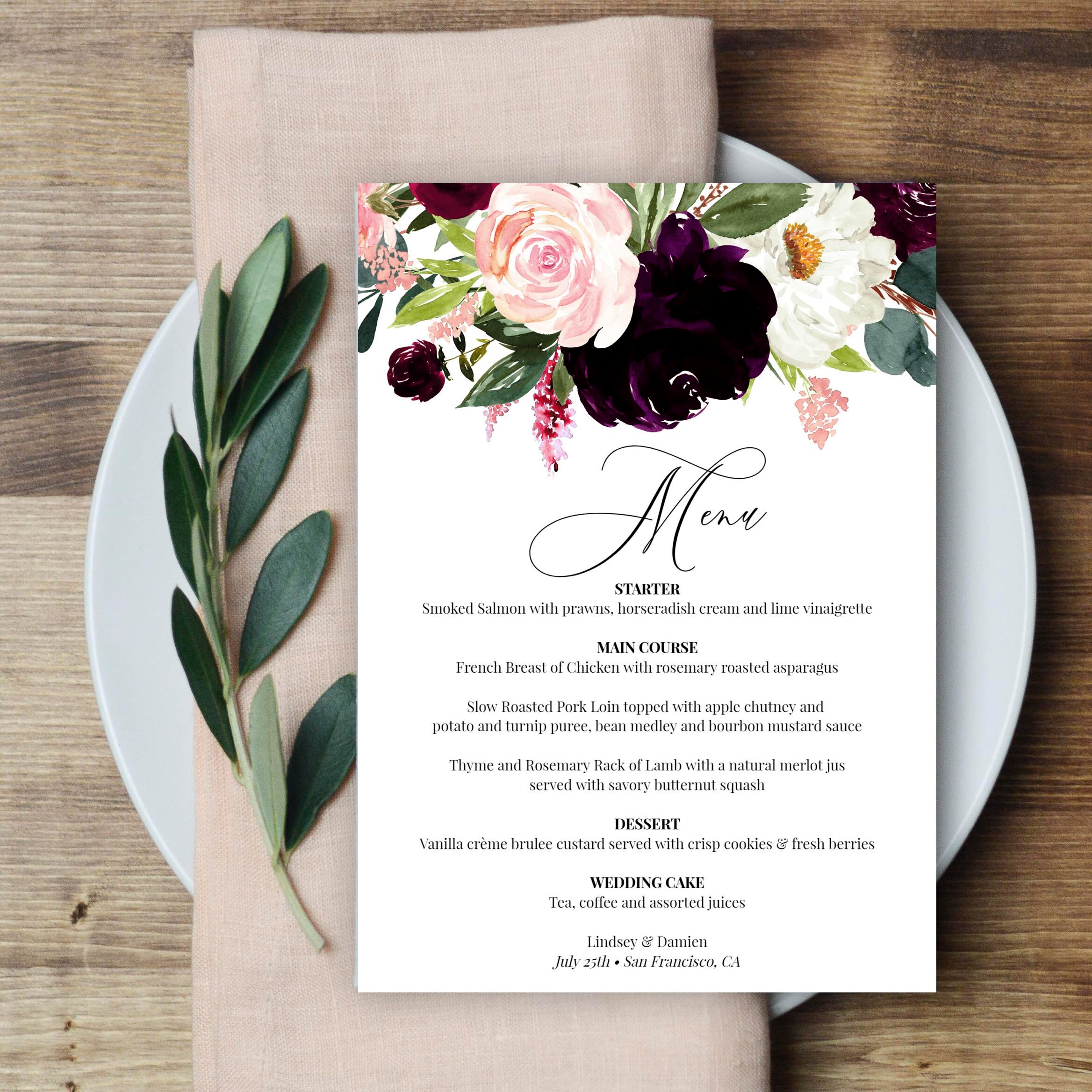 Boho Menu Template Fully Editable Menu Printable Wedding - Etsy